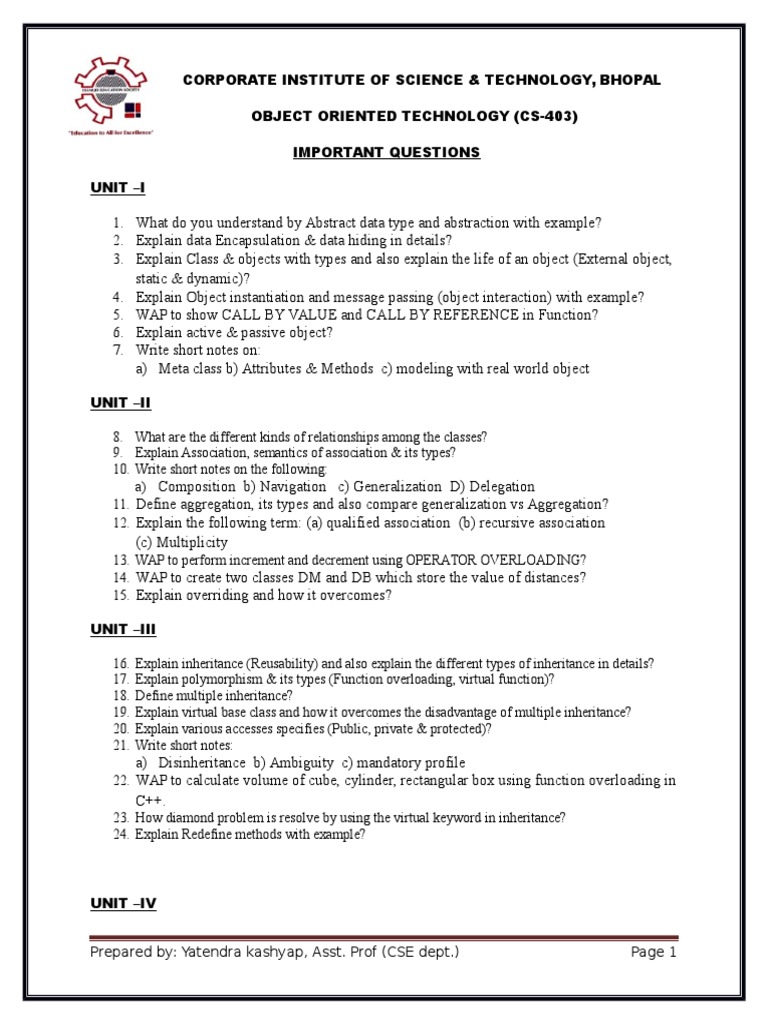 Object Oriented Technology Oot Pdf Object Oriented Programming Class Computer Programming 1384