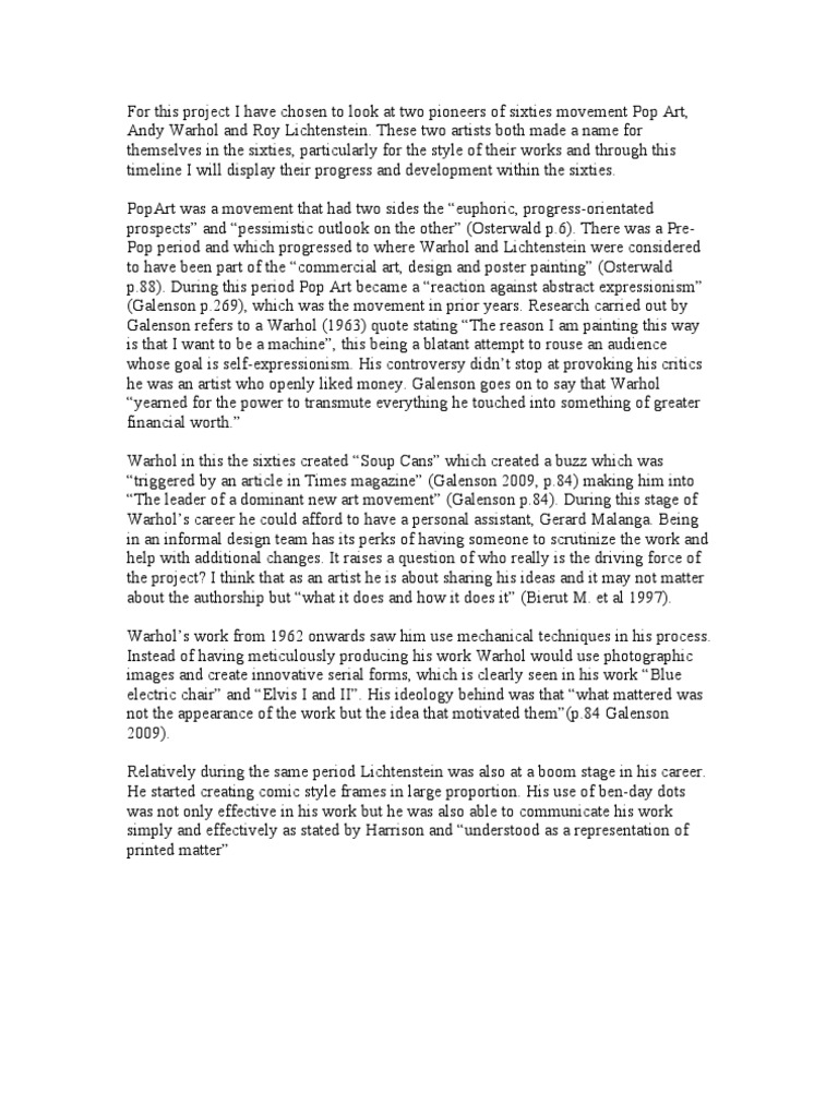 Pop Art Timeline | PDF | Andy Warhol | Paintings