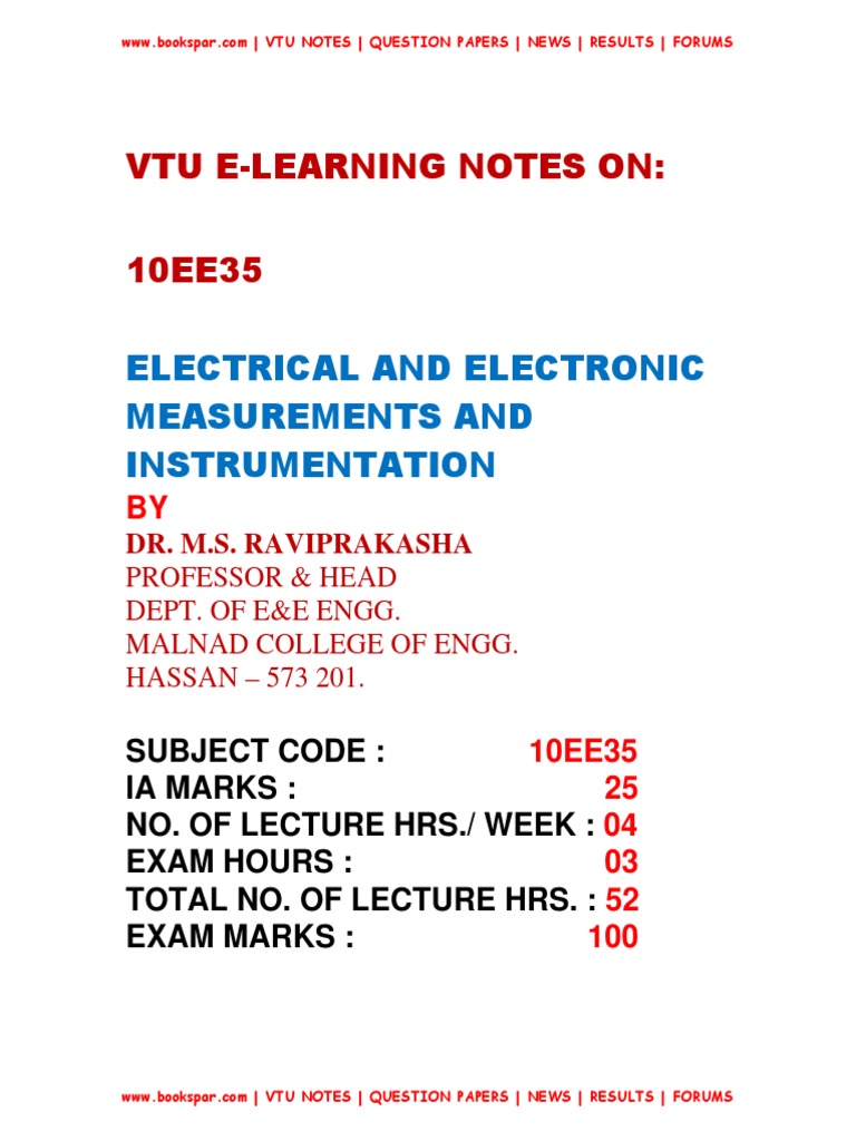 Electrical Measurements Notes 10EE35 | PDF | Ac Power | Inductor