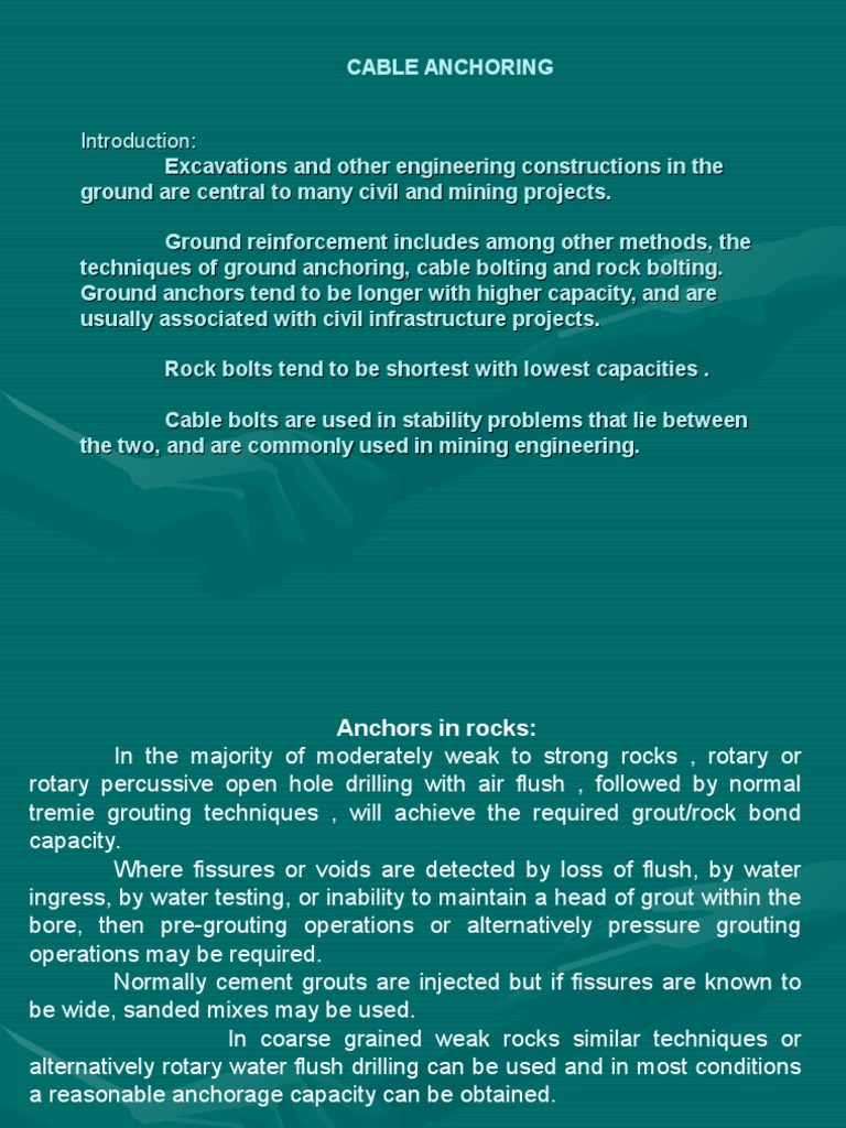 Cable Anchoring | PDF | Anchor | Engineering