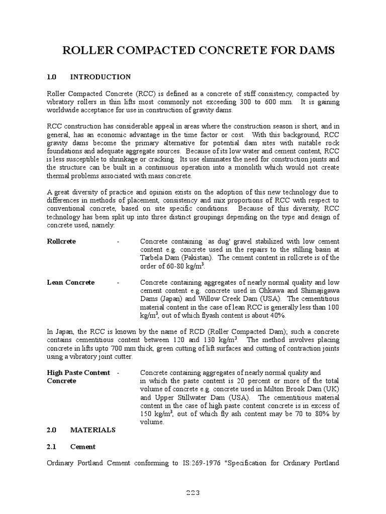 Roller Compacted Concrete For Dams | PDF | Concrete | Dam