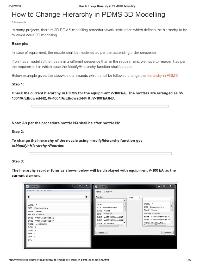 How To Change Hierarchy in PDMS 3D Modelling | PDF