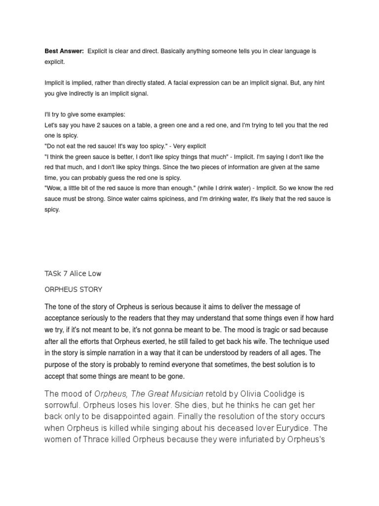 Implicit Explicit Signals | PDF | Orpheus | Hades