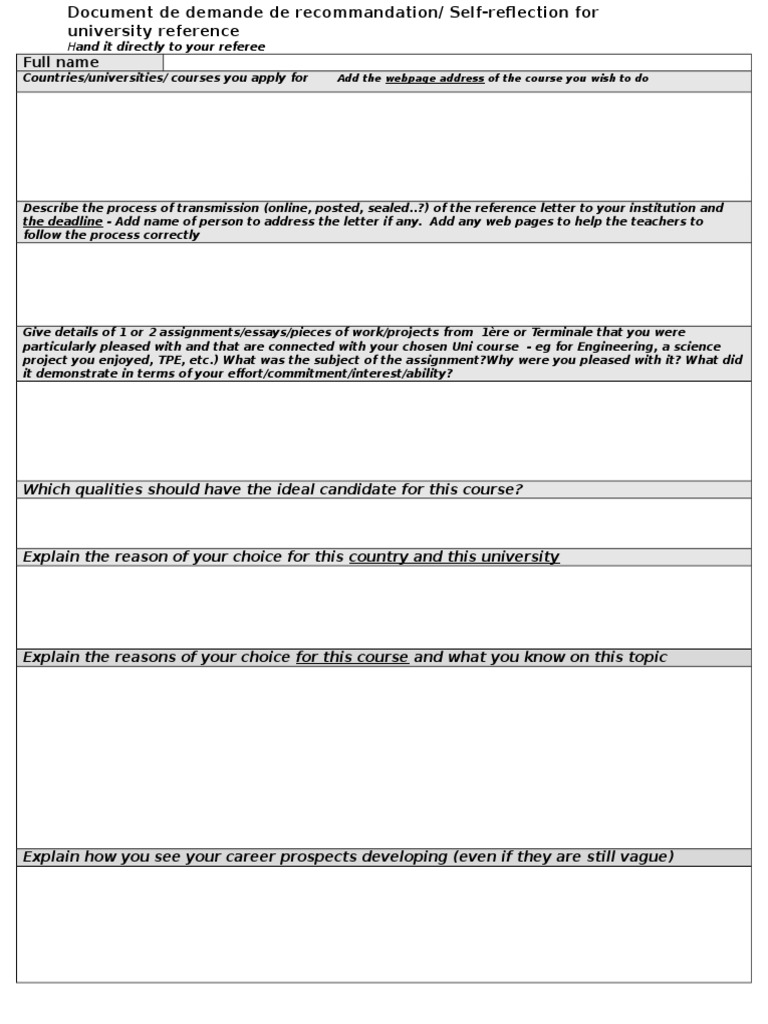 Self Reflection For University Reference | PDF | Career & Growth