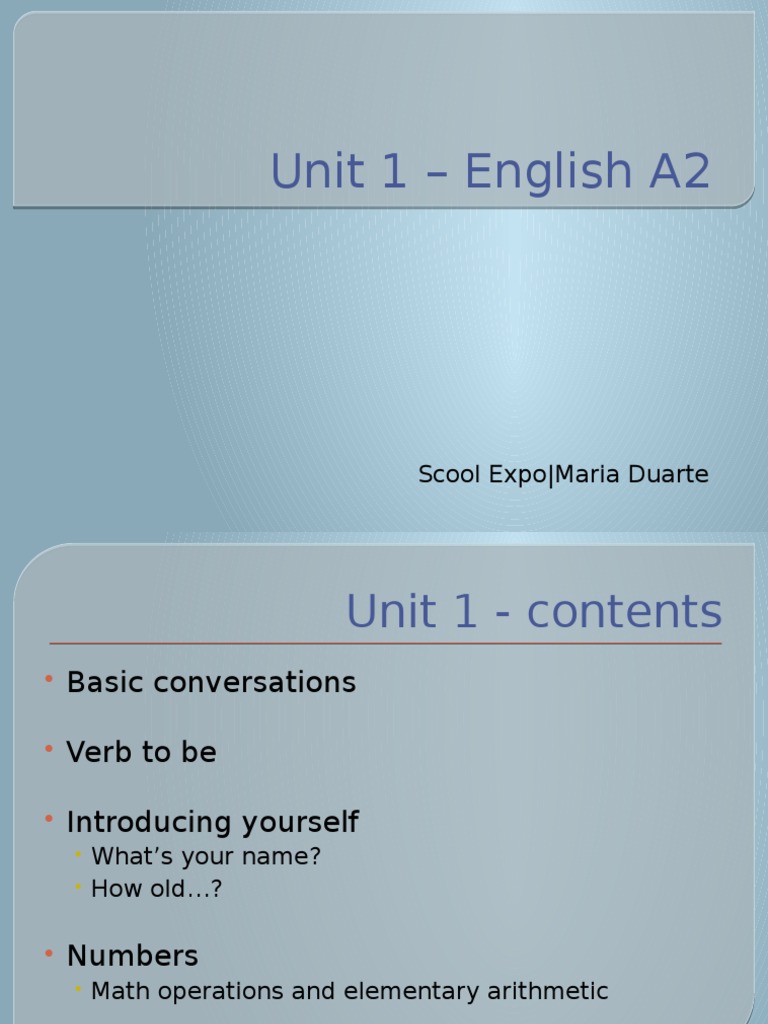 Unit 1 - English A2: Scool Expo - Maria Duarte | PDF