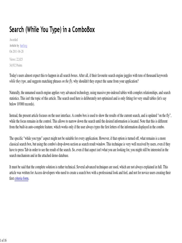 Search While You Type In A Combobox Pdf Database Index String Computer Science