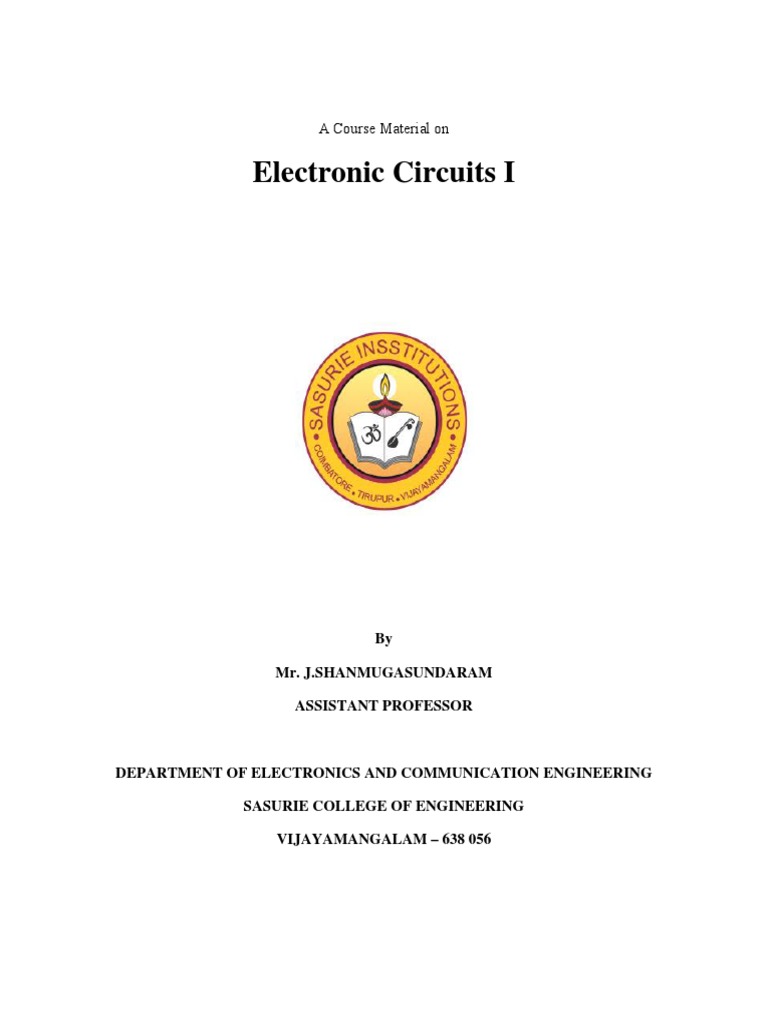 Ec6304 Electronic Circuits-I | PDF | Field Effect Transistor | Amplifier