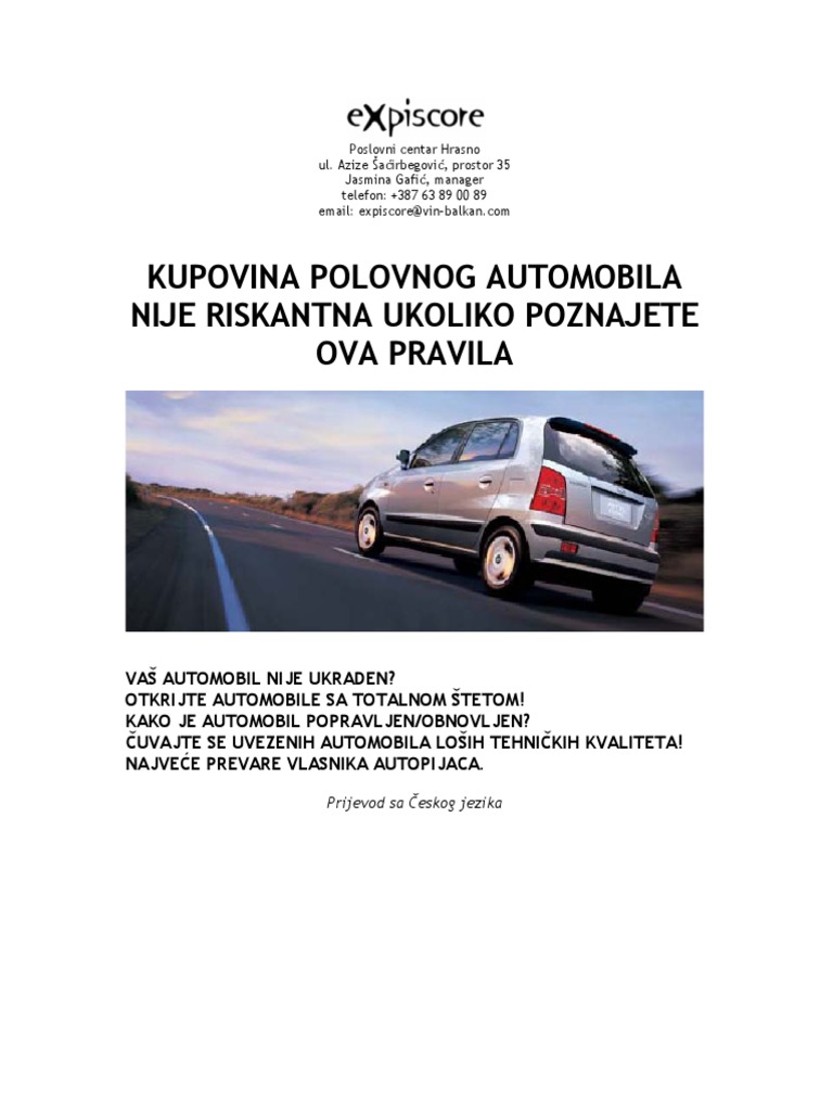 Savjeti Za Pregled Rabljenog Automobila PDF | PDF