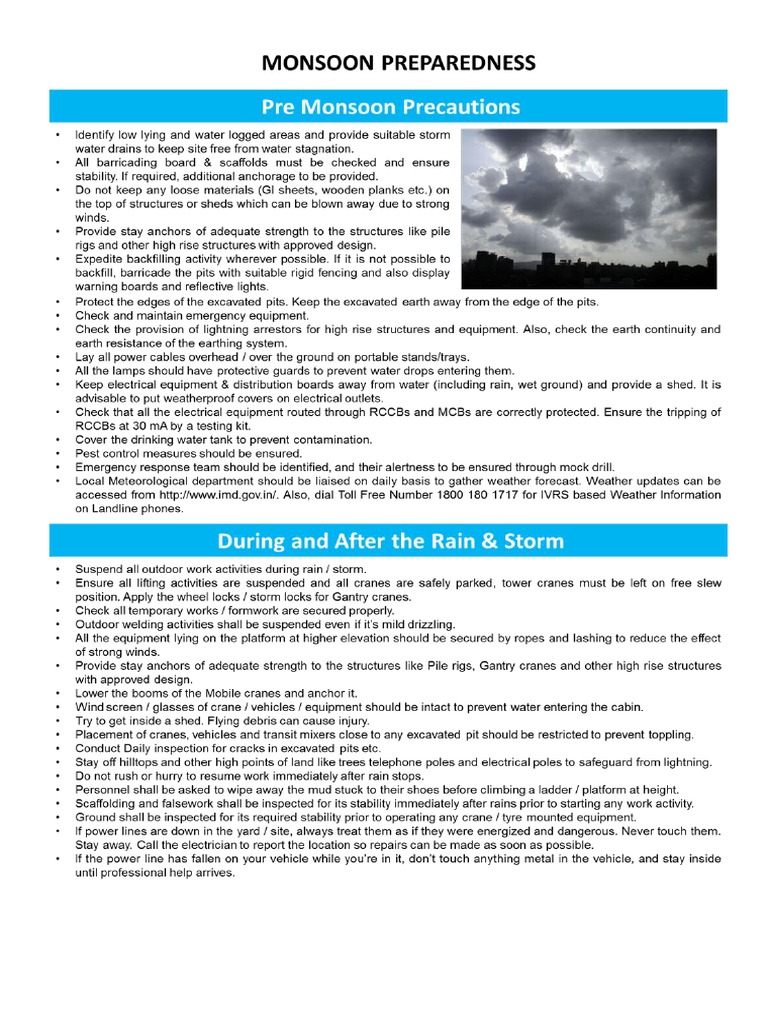 Monsoon Preparedness | PDF