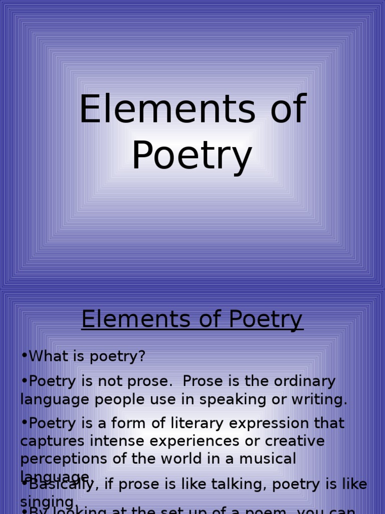 Elements of Poetry | PDF | Poetry | Phonaesthetics