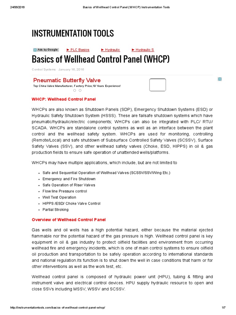 Basics of Wellhead Control Panel (WHCP) Instrumentation Tools | PDF ...