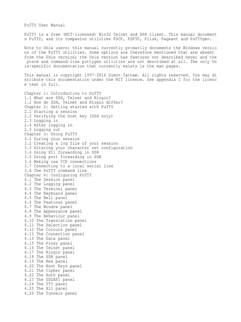 Putty User Manual | PDF | Secure Shell | Information Age