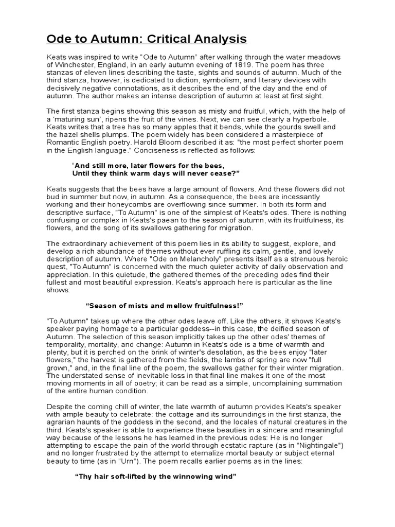 Ode To Autumn | PDF | Poetry