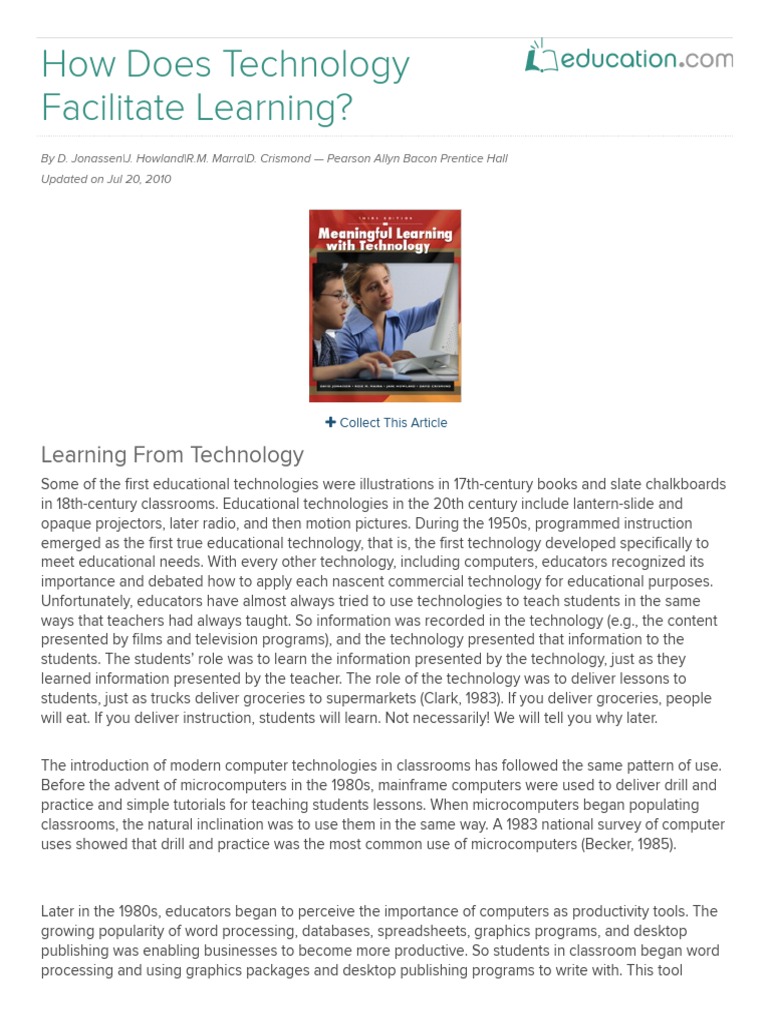 How Does Technology Facilitate Learning Education | PDF | Causality ...