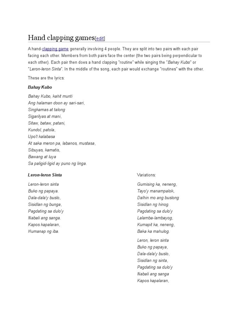 Hand Clapping Games HH | PDF | Art