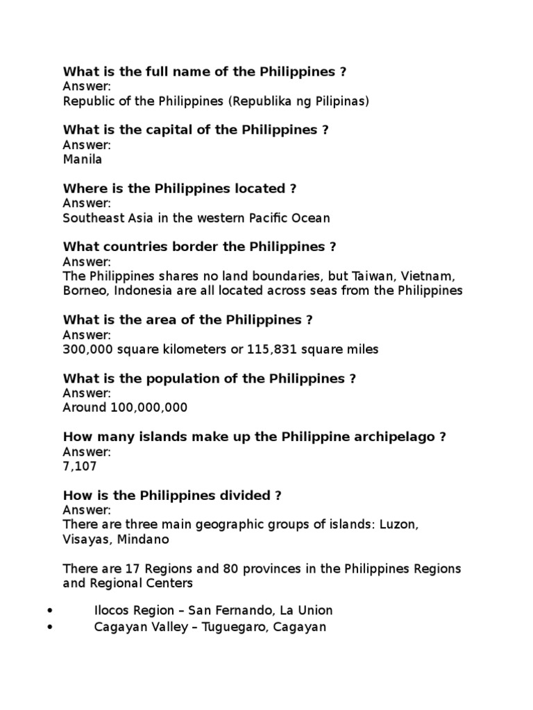 What Is The Full Name of The Philippines | PDF | Philippines | Mindanao