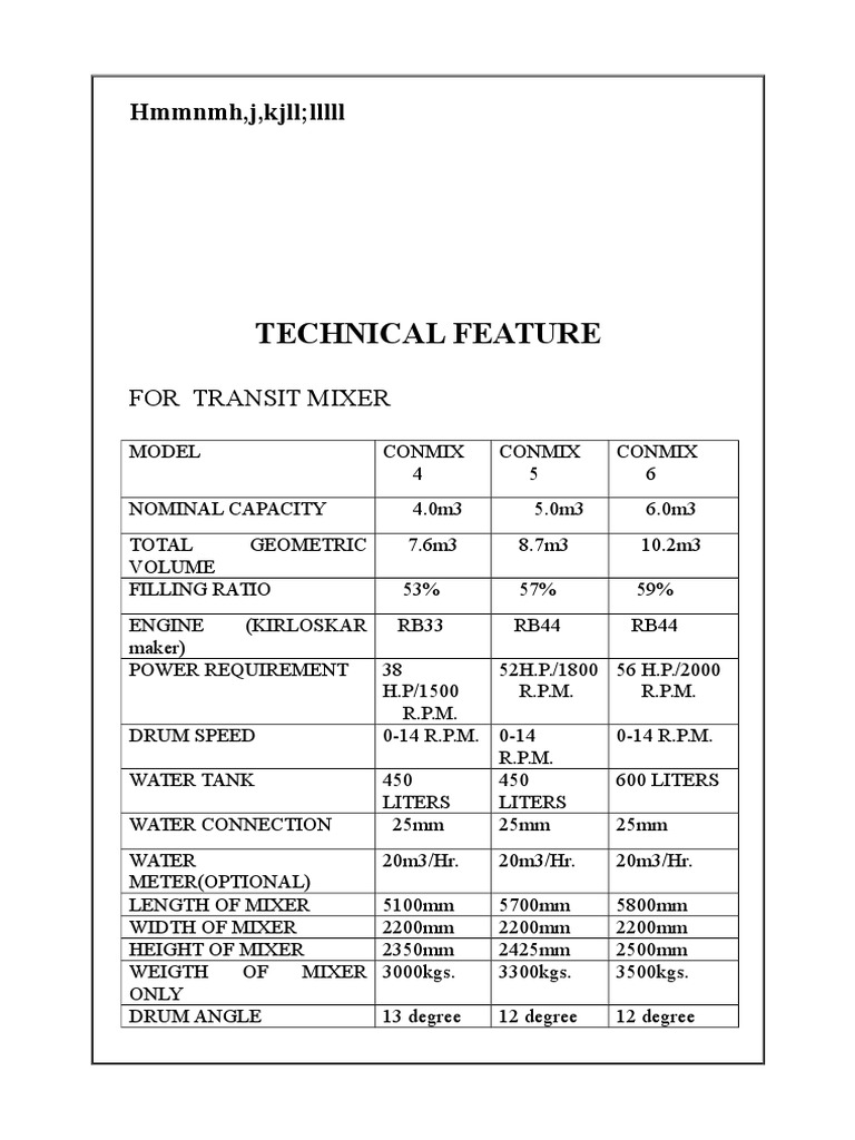 Technical Feature: HMMNMH, J, KJLL LLLLL | PDF