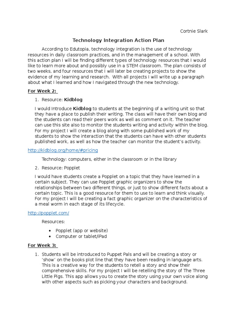 Technology Integration Action Plan: For Week 2 | PDF