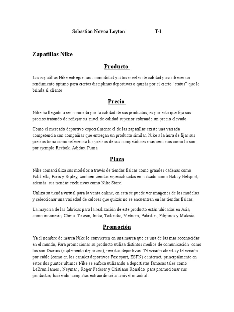 Estrategia de Marketing de Nike: 4Ps | PDF | Nike | Marketing