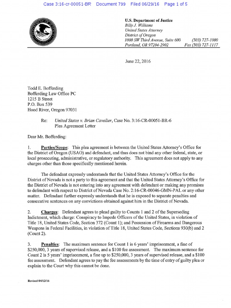 06-29-2016 ECF 799 USA V BRIAN CAVALIER - Plea Agreement As To Brian ...