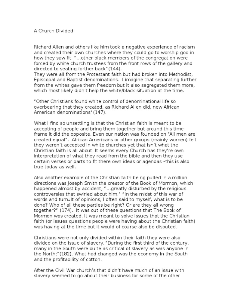 A Church Divided | PDF | Christian Denomination | Methodism