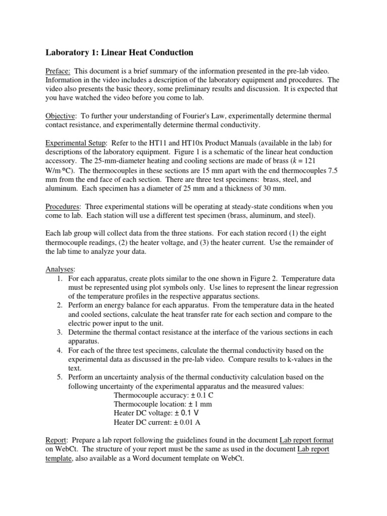 Lab1 Linear Heat Conduction | PDF | Thermal Conduction | Thermocouple