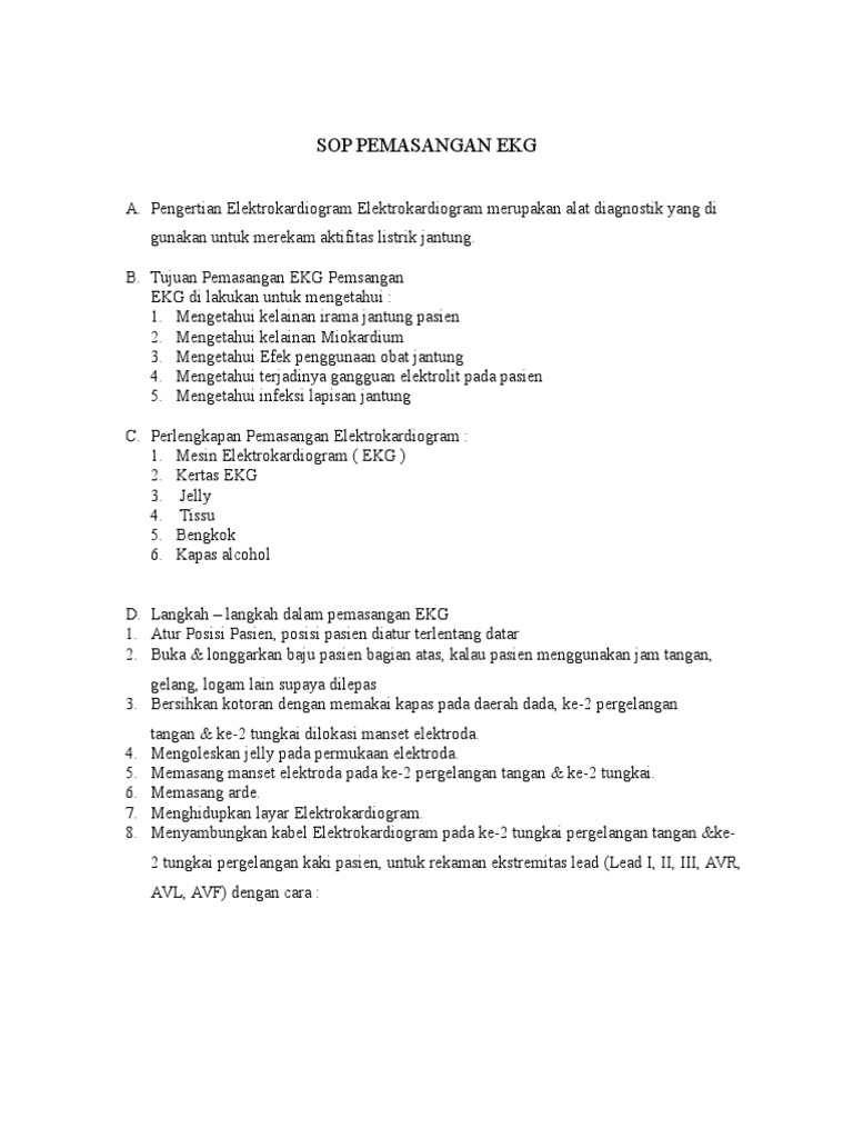Sop Pemasangan Ekg | PDF