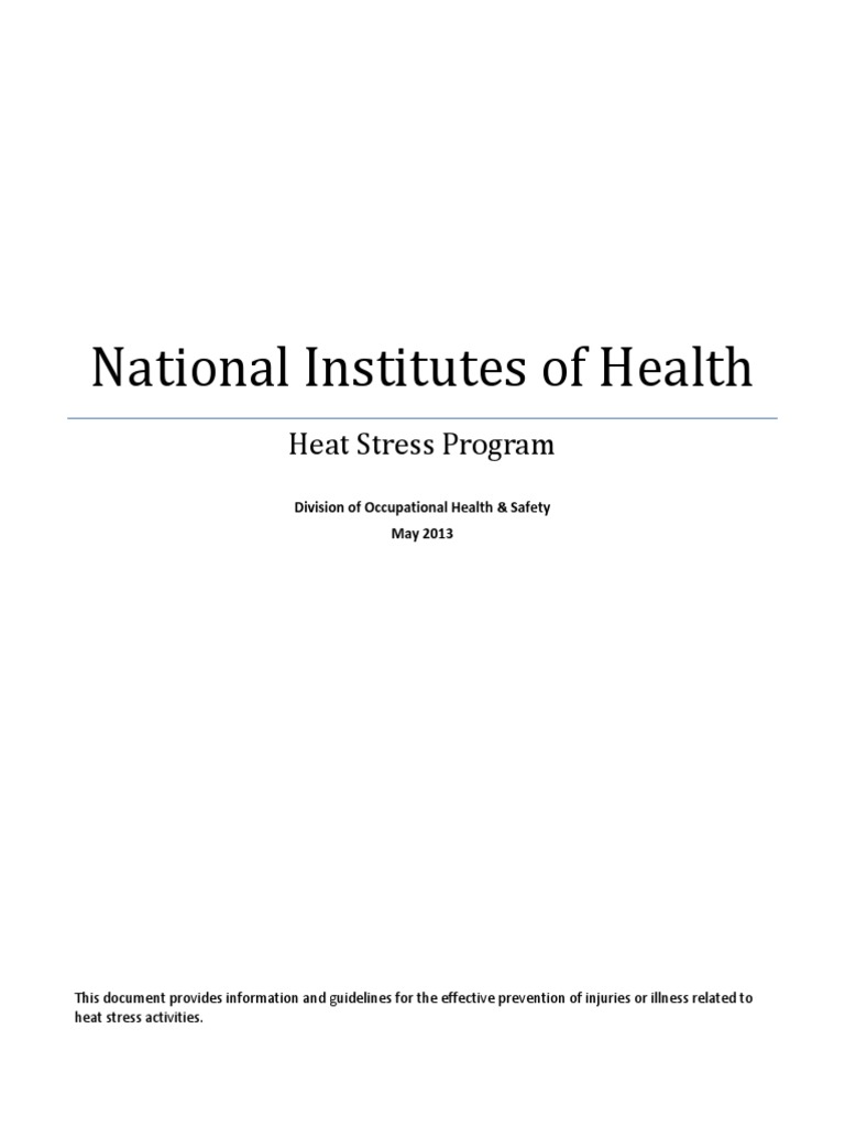 NIH Heat Stress Program | PDF | Hyperthermia | Fatigue (Medical)