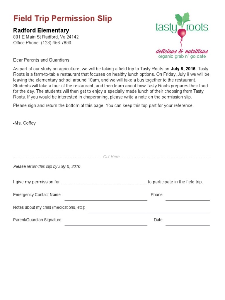 Field Trip Permission Slip | PDF