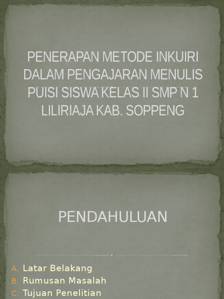 Penerapan Metode Inkuiri Dalam Pengajaran Menulis Puisi Siswa | PDF ...