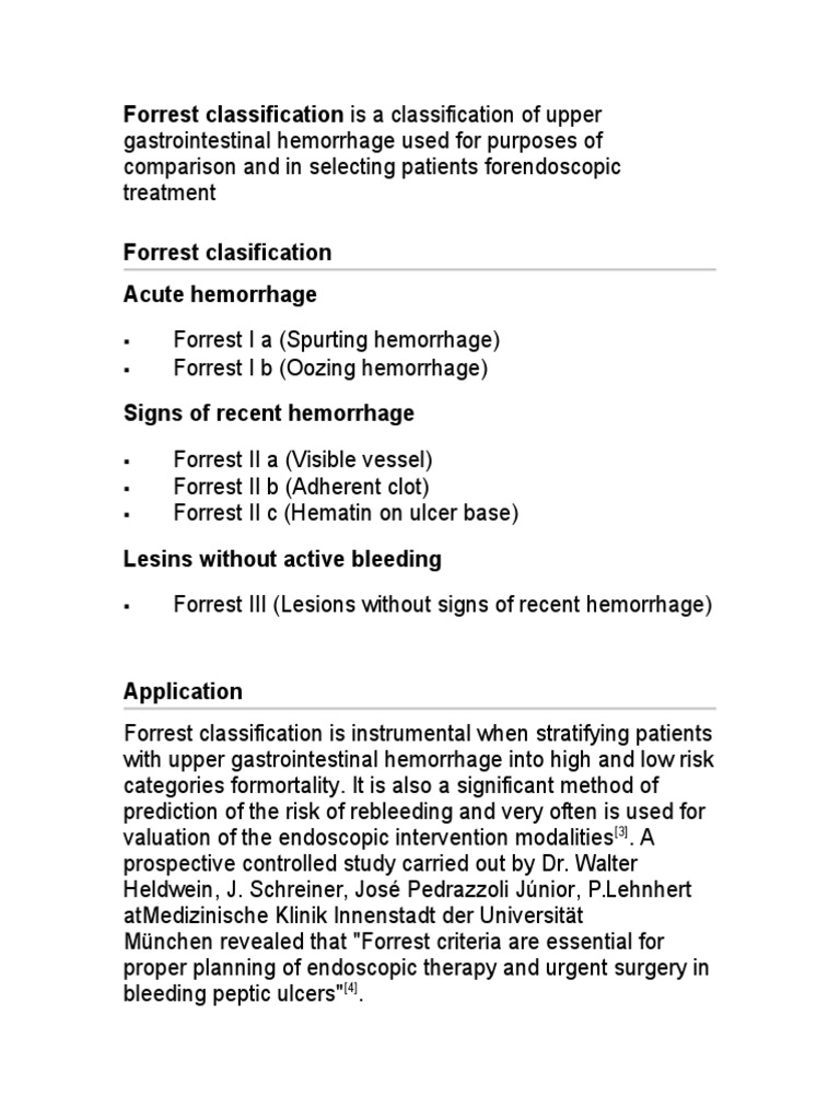 Forrest Classification of GI Bleeding