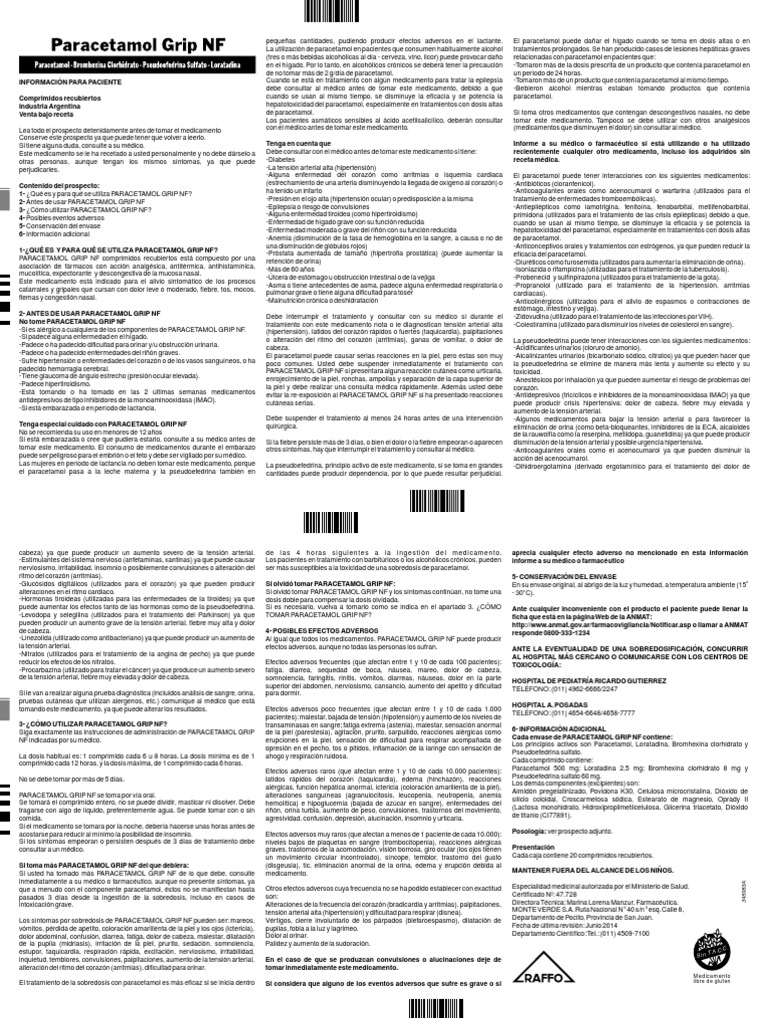 A Paracetamol Grip NF | PDF | Hipertensión | Medicamentos con receta