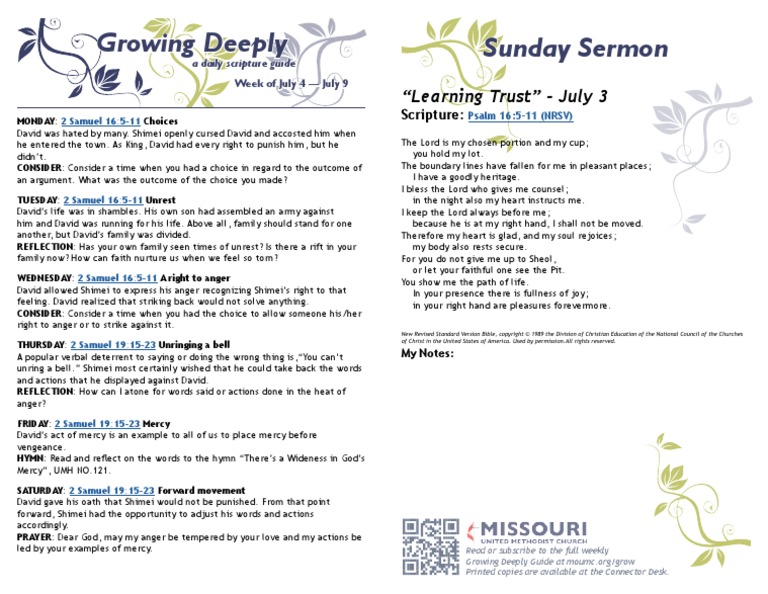 Growing Deeply Week of July 4 | PDF | Mercy | Books Of Samuel