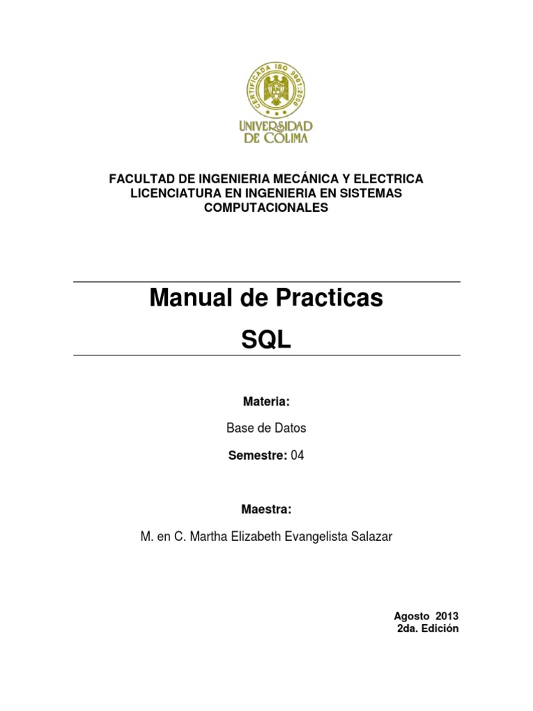 Manual de Practicas SQL | Descargar gratis PDF | SQL | Tabla (base de datos)