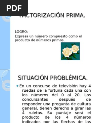 Hoja De Trabajo De Factorización Prima Pdf