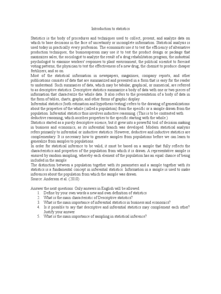 Statistics Reading Comprehension 1 | PDF | Statistical Inference ...