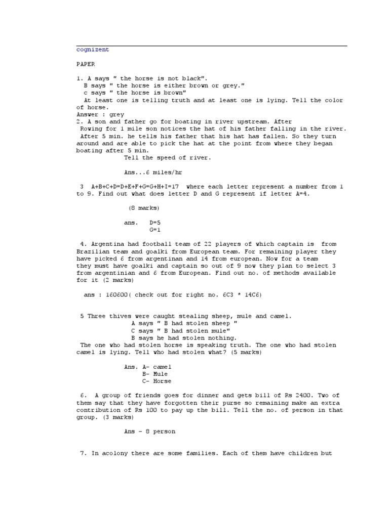 Cognizant | PDF | C (Programming Language) | Test (Assessment)