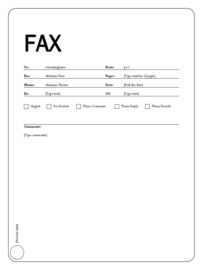 Greetingline Pc-1 Business Fax (Type Number of Pages) Business Phone ...