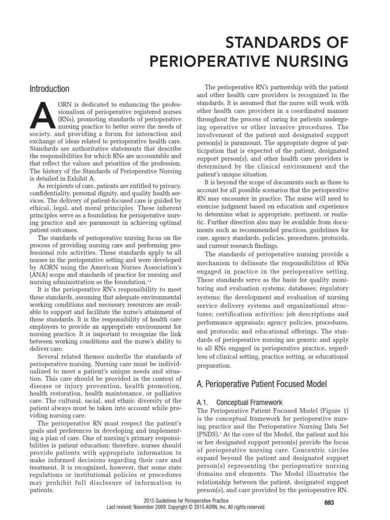 Standards of Perioperative Nursing by AORN 2016 | PDF | Nursing ...