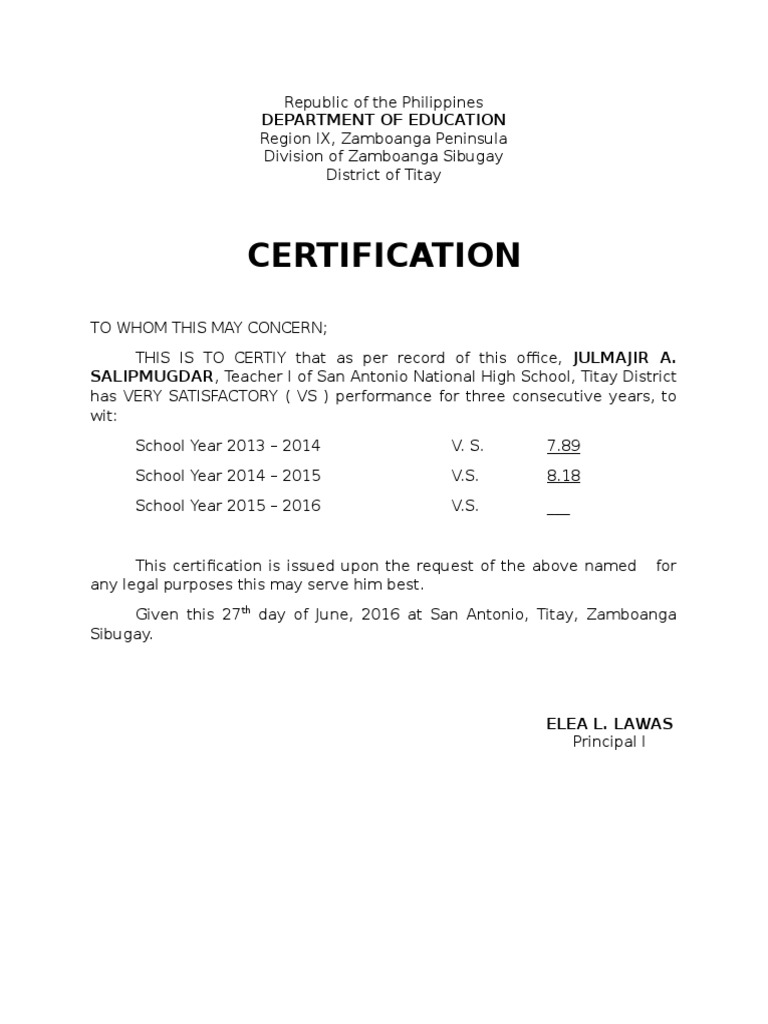 Certification of Teacher Performance and Reclassification Requests from ...