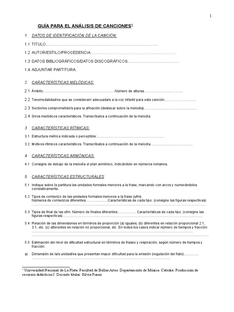 Guía para El Análisis de Canciones | PDF | Melodía | Las artes escénicas