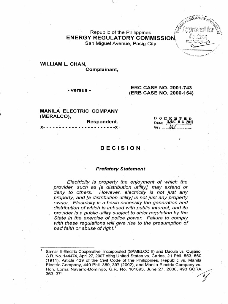 Decision ERC Case No. 2001-740 (ERBCaseNo.+2000-154) | PDF | Kilowatt ...