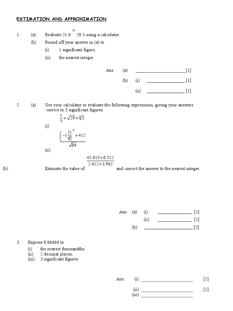 Estimation and Approximation | PDF | Significant Figures | Lexicology