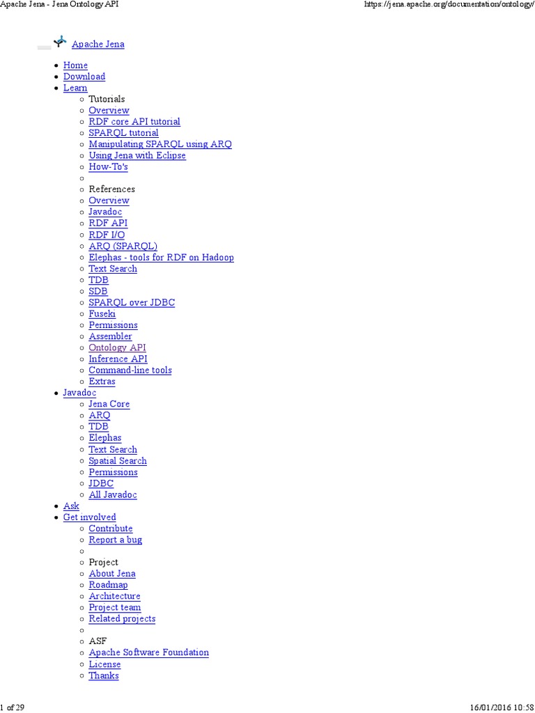 Apache Jena - Jena Ontology API PDF | PDF