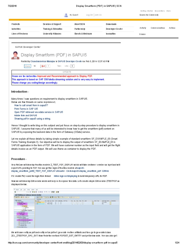 Display Smartform (PDF) in SAPUI5 - SCN | PDF | Portable Document ...