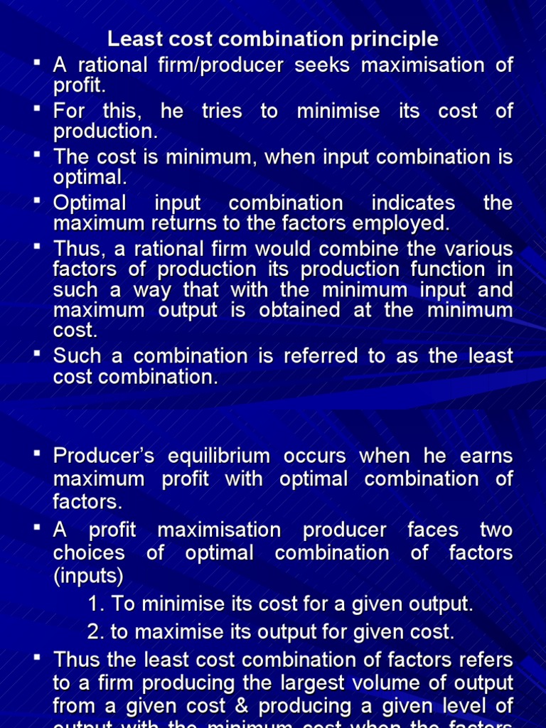 Least Cost Combination | PDF | Labour Economics | Profit (Economics)
