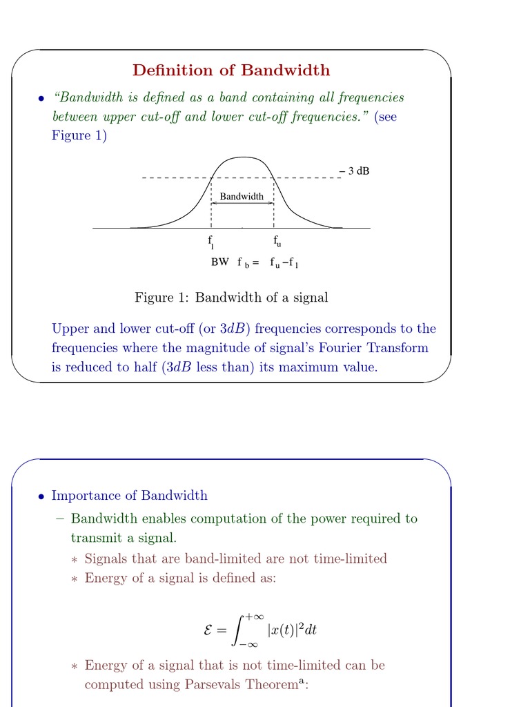 Bandwidth Concepts | PDF | Bandwidth (Signal Processing) | Low Pass Filter