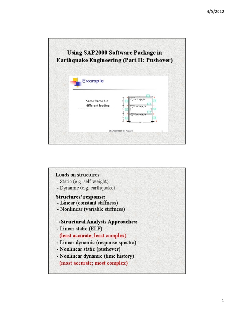Using SAP2000 Software Package in Earthquake Engineering (Part II Pushover) | PDF | Earthquake ...