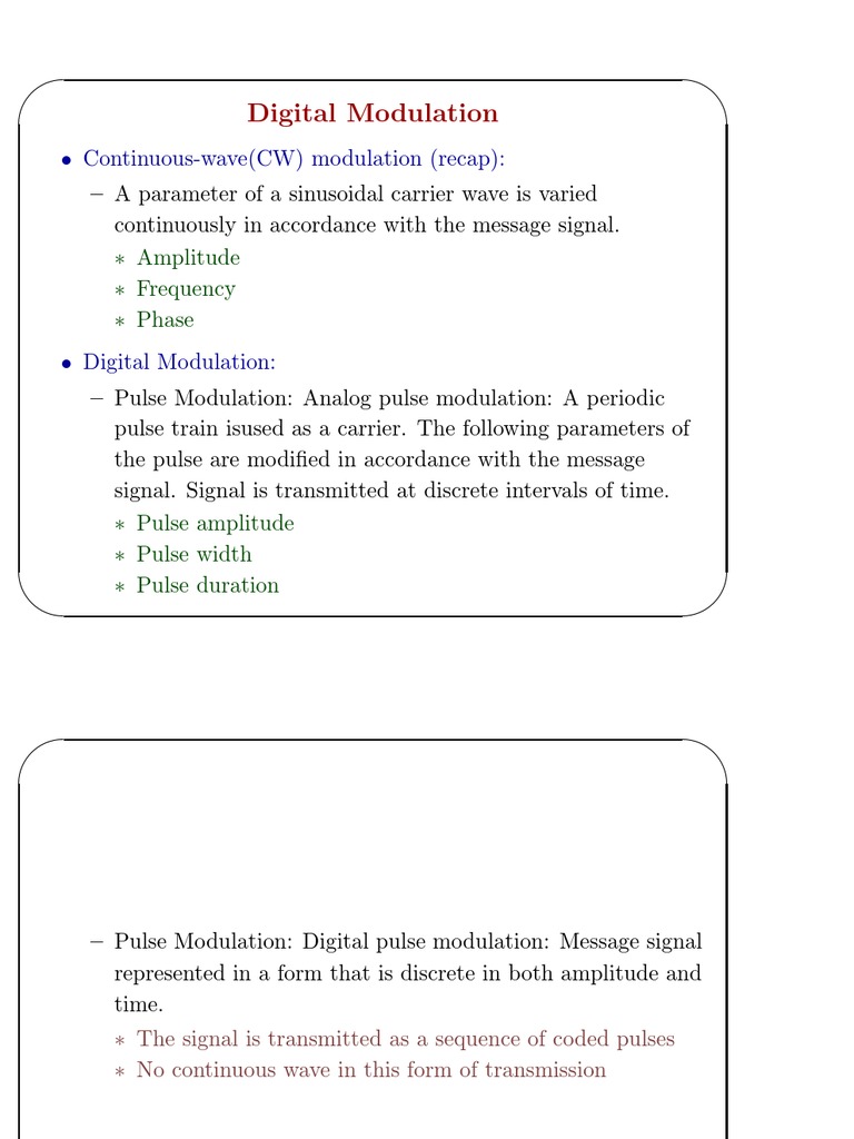 Digital Modulation: - Continuous-Wave (CW) Modulation (Recap) | Download Free PDF | Modulation ...