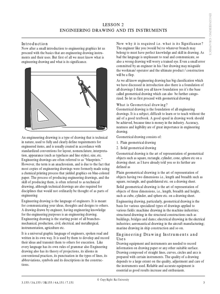 Lesson 2 Engineering Drawing and Its Instruments: © Copy Right: Rai ...